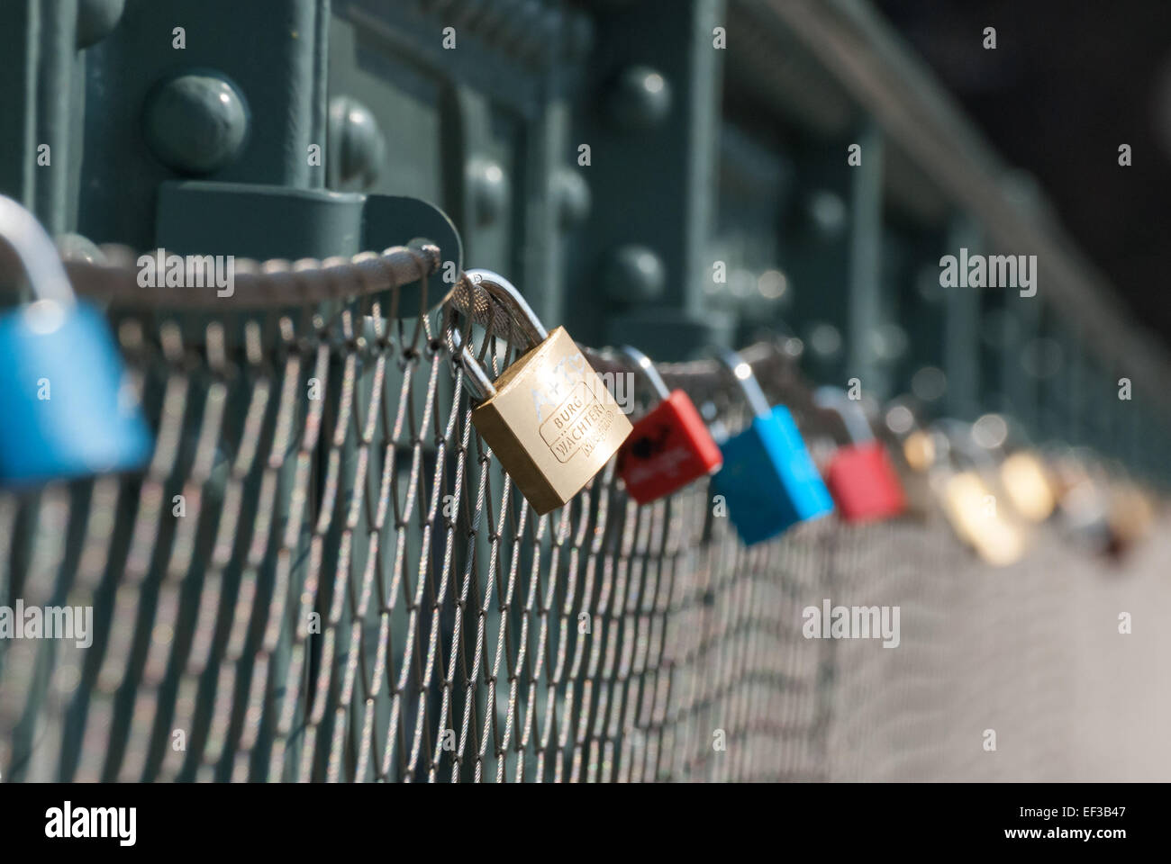 The *Liebesschlösser* (Love Locks) along the Emile Thouart Bridge in ...