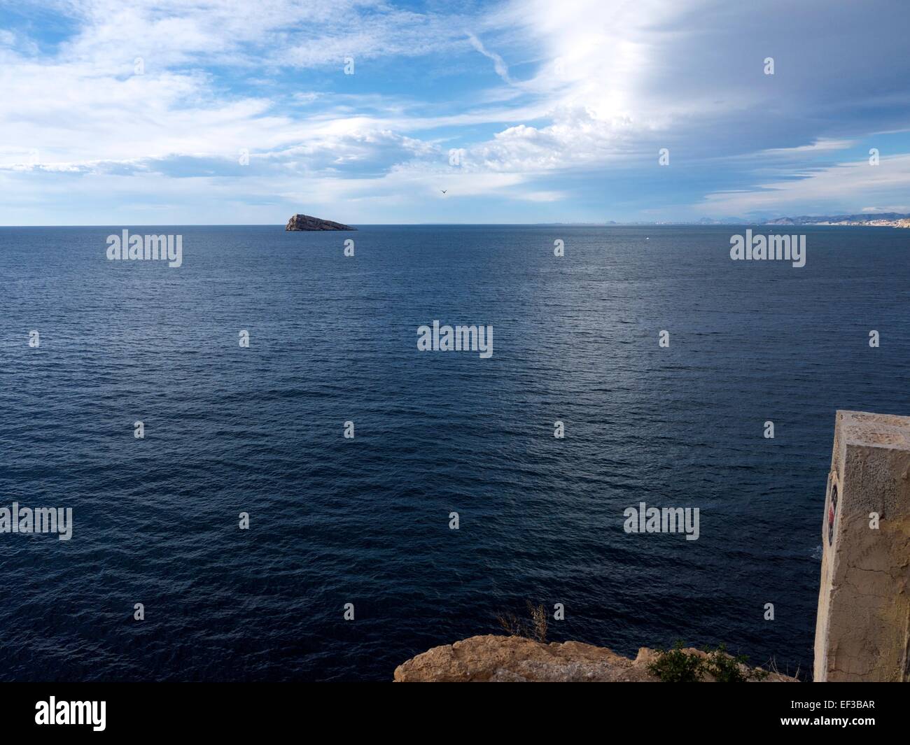 Rock off the coast of Benidorm, called Benidorm Island Stock Photo - Alamy