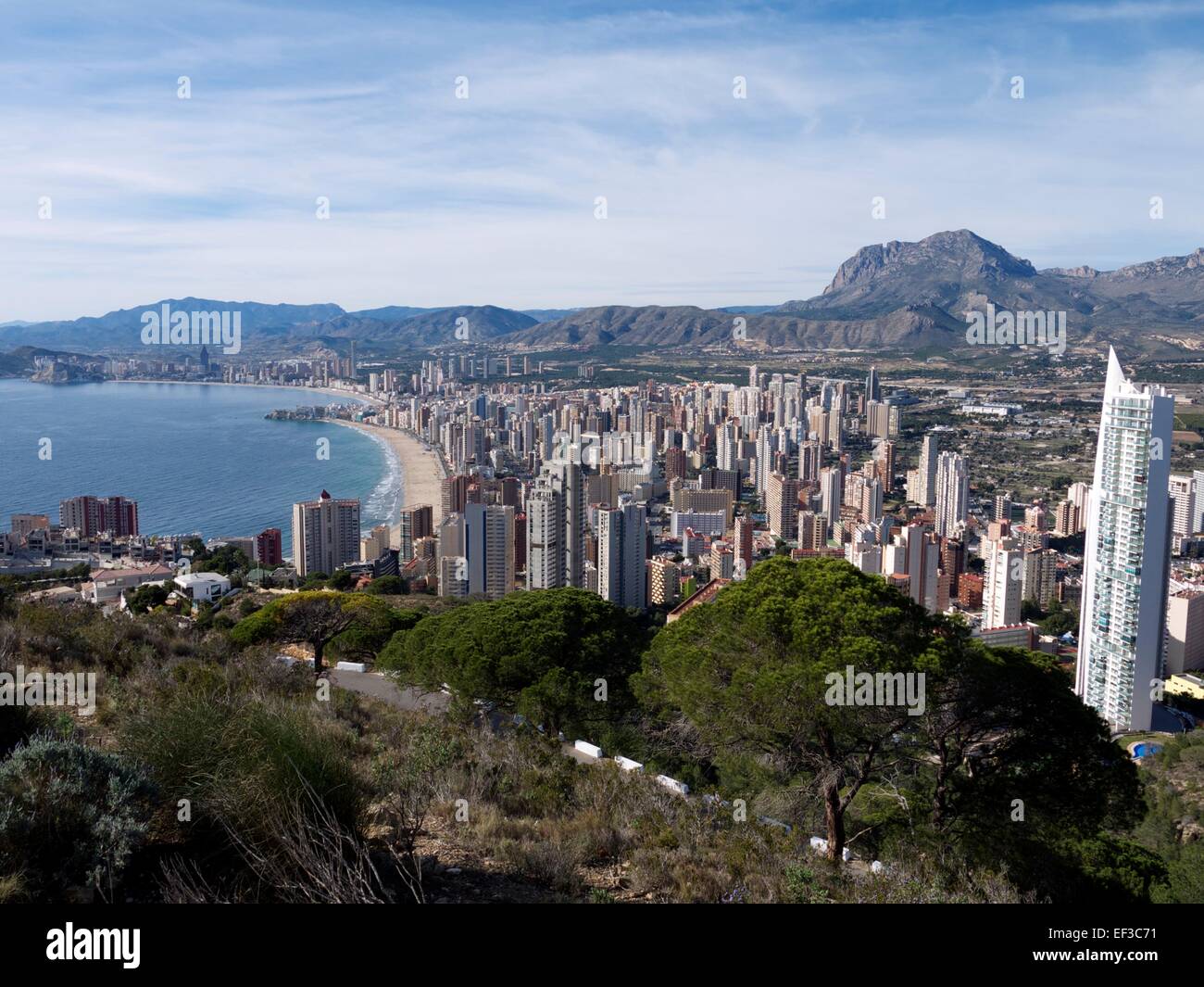 Benidorm Skyline as viewed from the Benidorm Cross Stock Photo - Alamy