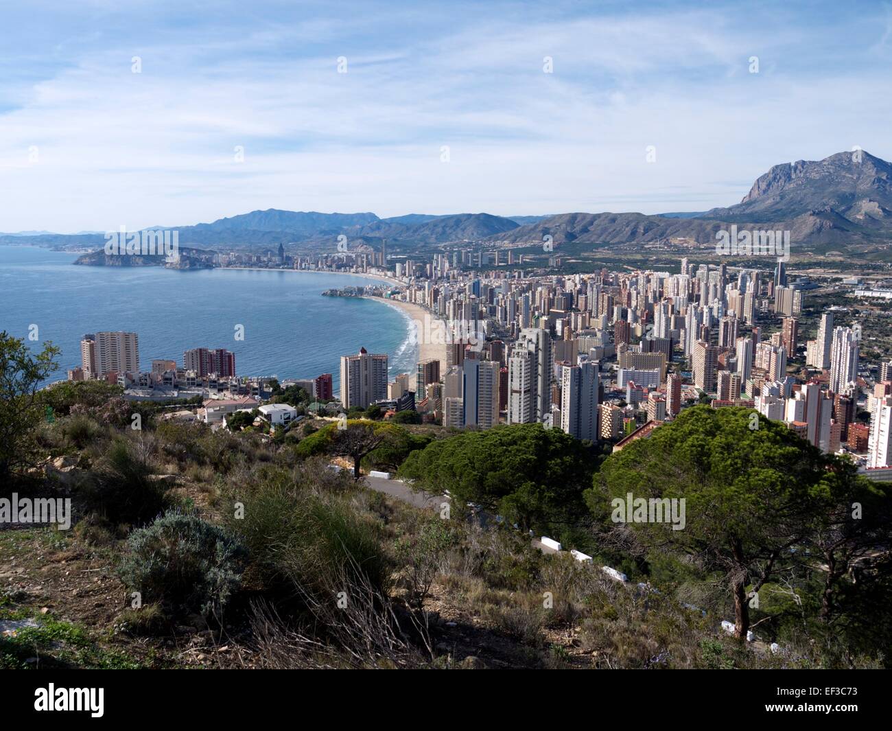 Benidorm Skyline as viewed from the Benidorm Cross Stock Photo - Alamy