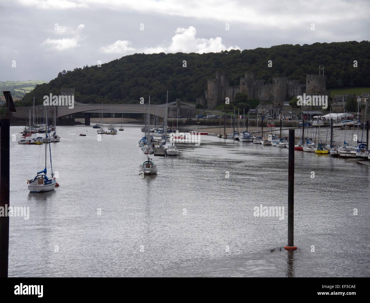 Conwy Castle Estuary Boat Wales High Resolution Stock Photography and ...