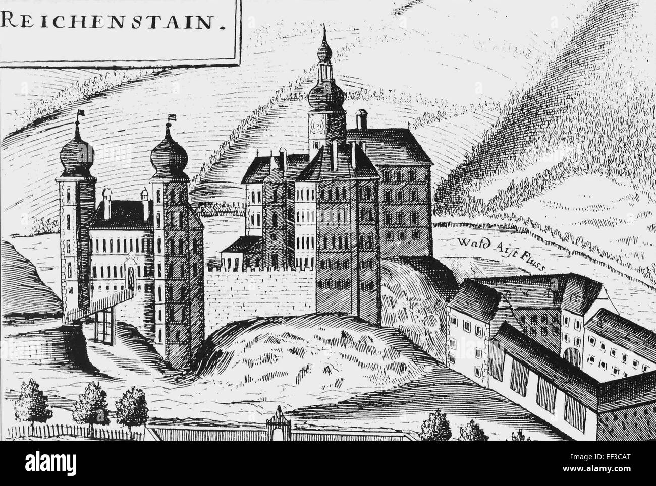 This painting by Vischer depicts the Reichenstein Castle, capturing its ...