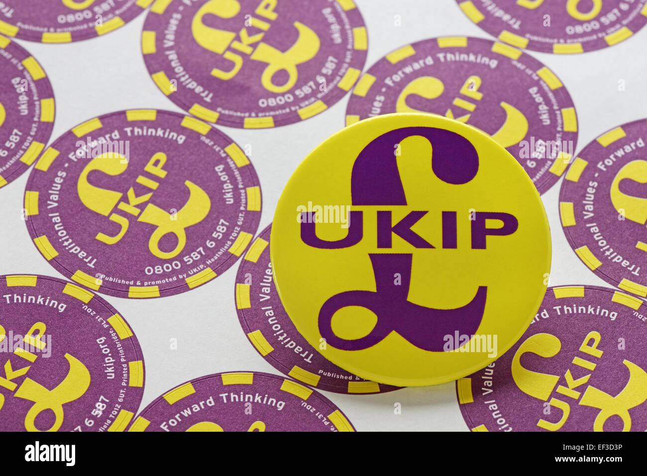 UKIP badge on a background of stickers. Election concept Stock Photo ...