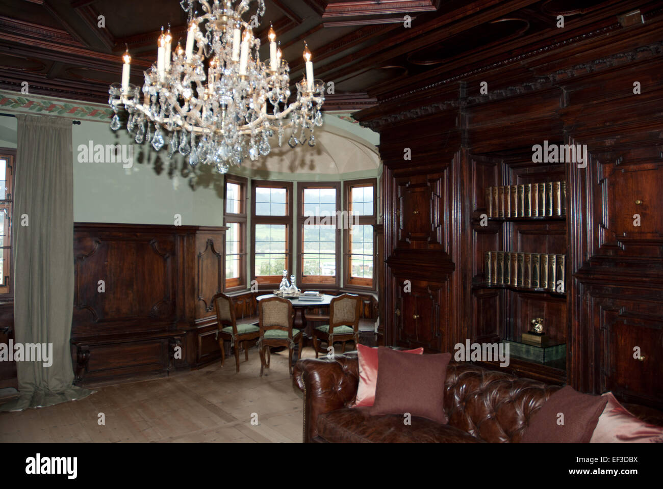 An artwork depicting Schloss Aschach, a historic castle in Austria. The ...