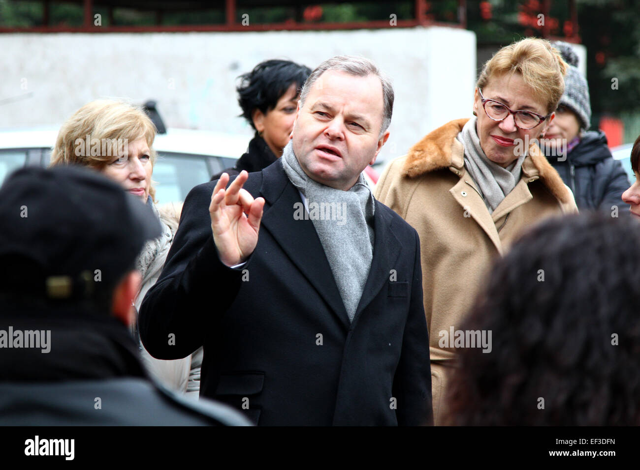 Norwegian parliament head Olemic Thommessen (centre), who is visiting ...