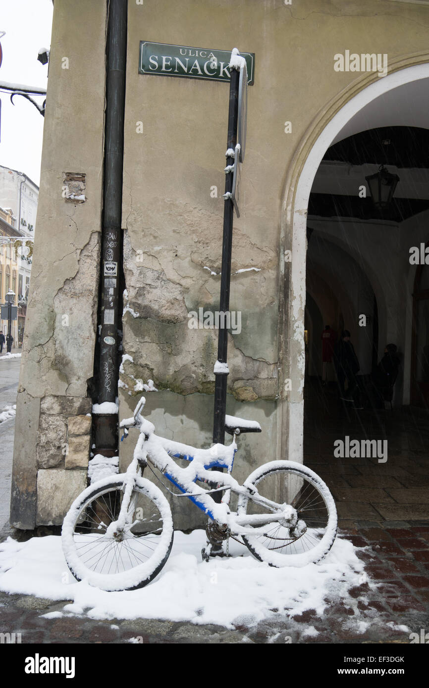 Krakow, Poland. 25th January, 2015. Poland Weather: The steady snowfall ...