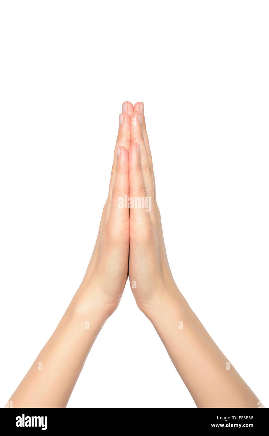 Praying hands of a woman Stock Photo - Alamy