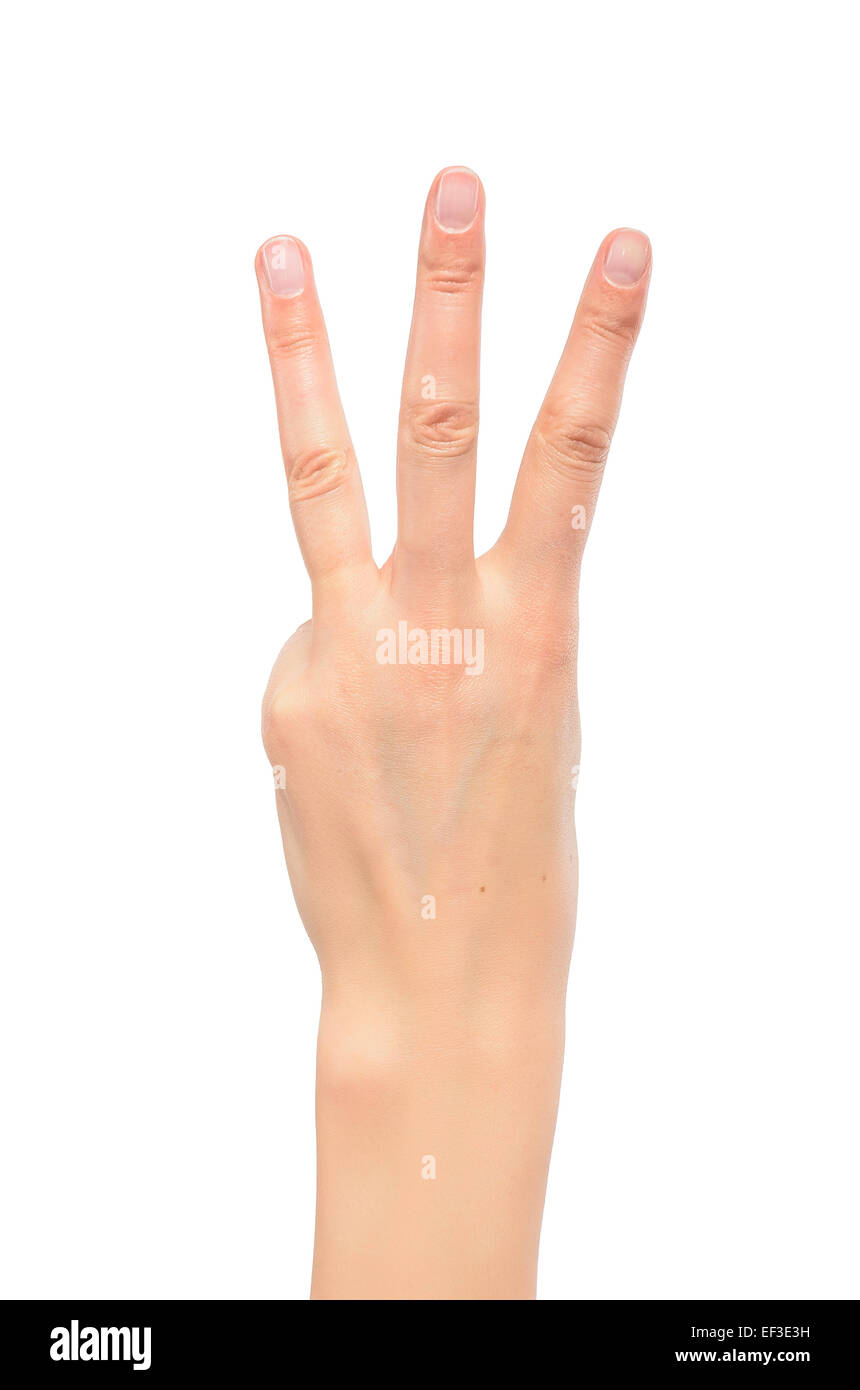 Woman hand showing three fingers hi-res stock photography and images ...