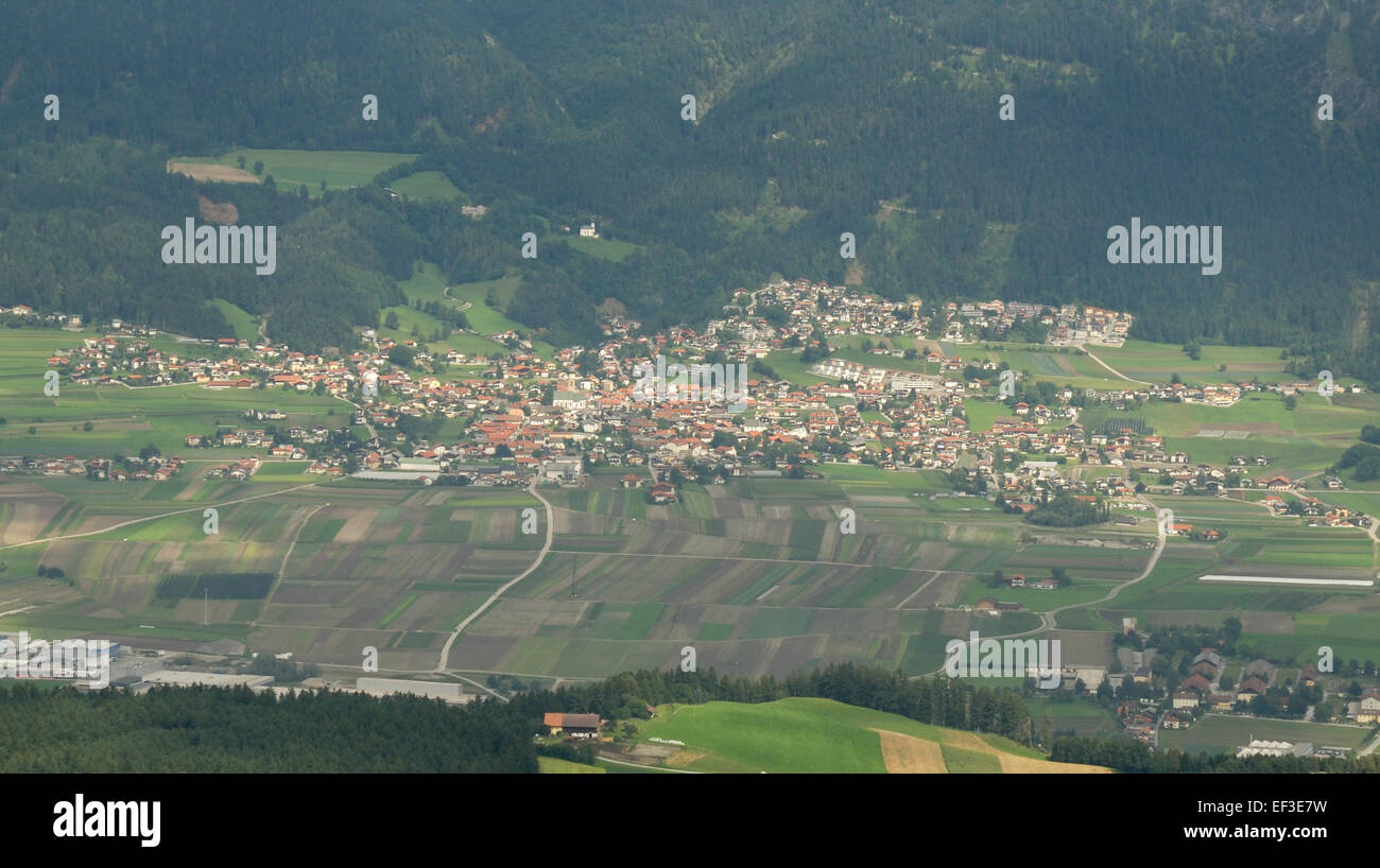 This scenic view of *Thaur* from the south showcases the village ...