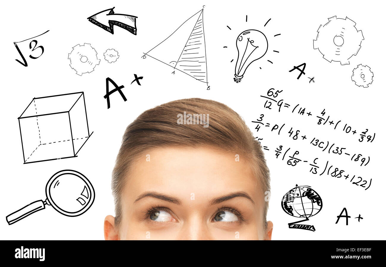 Girl thinking school subjects hi-res stock photography and images - Alamy