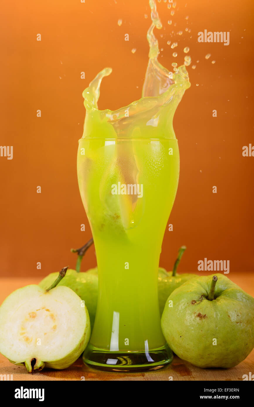 fresh guava juice and split Stock Photo - Alamy