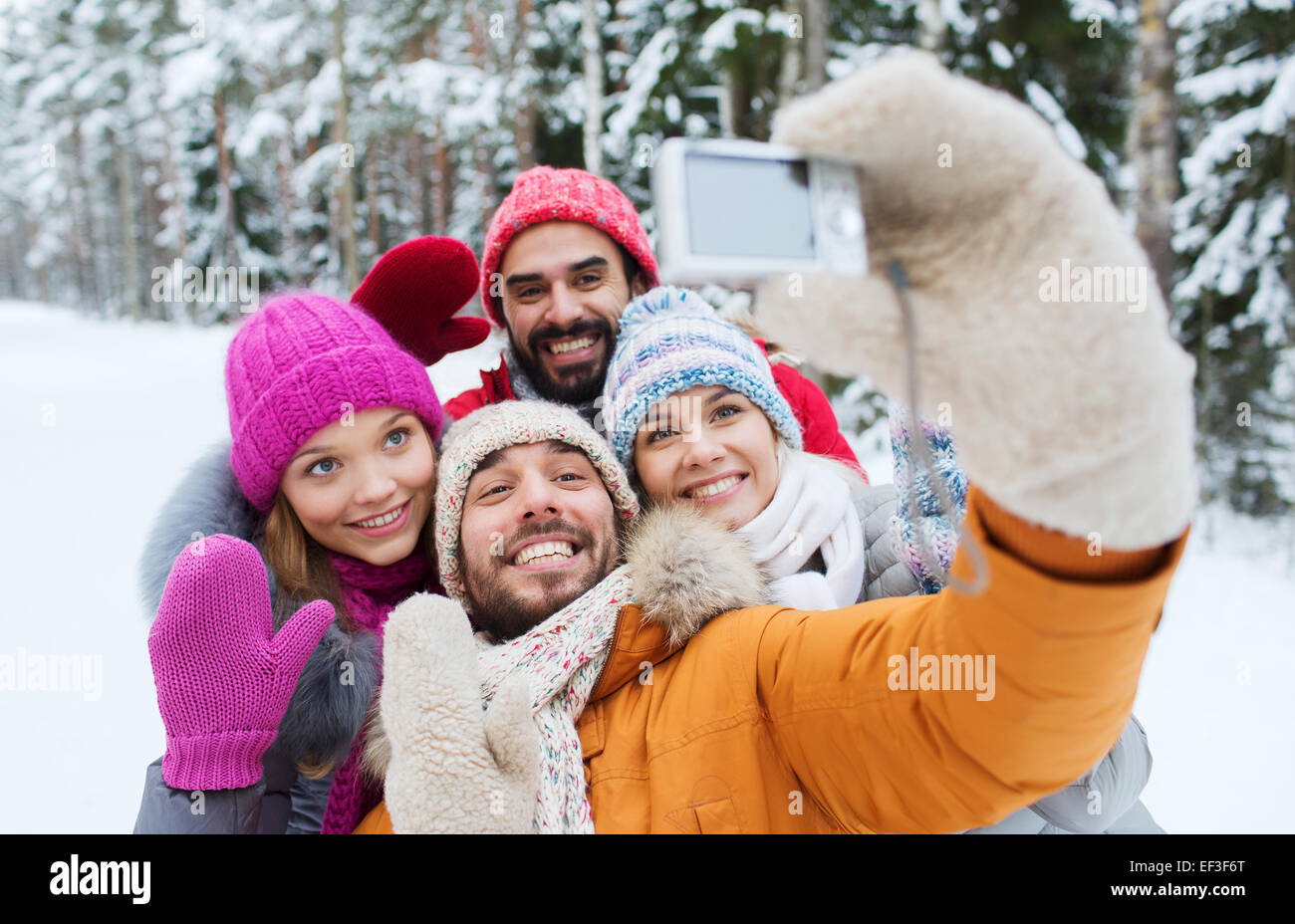 Portrait happy friends waving hands hi-res stock photography and images ...