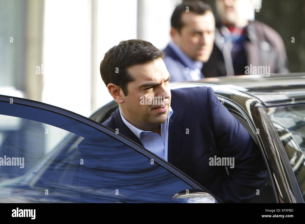 Alexis Tsipras, the leader of SYRIZA, gets in his car. Alexis Tsipras ...