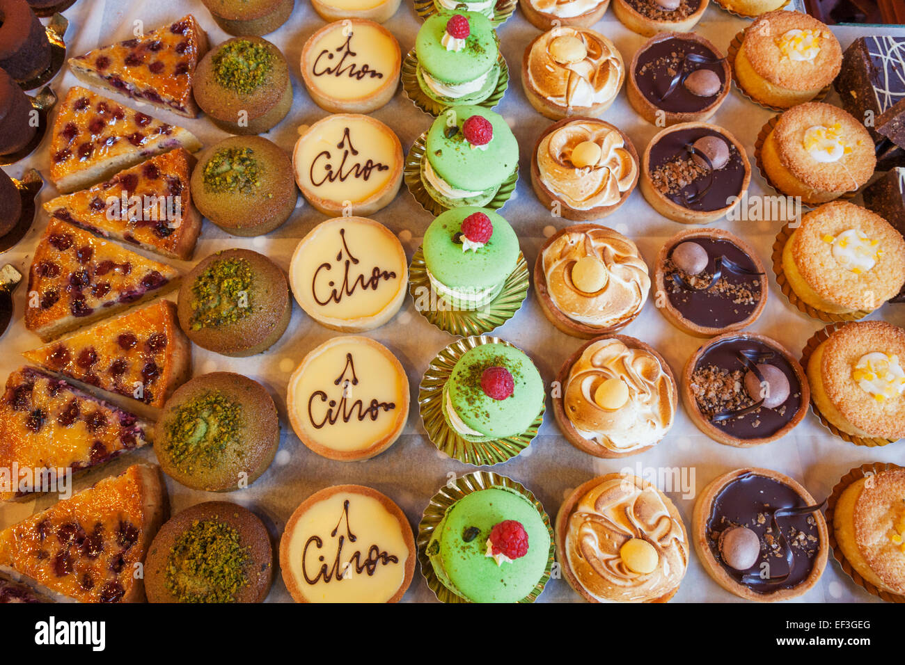 England, London, Southwark, Borough Market, Cake and Patisserie Stall ...