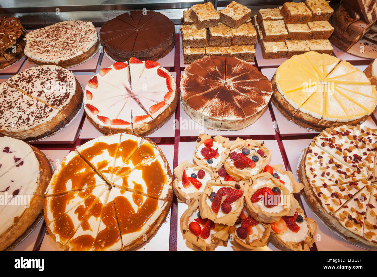 England, London, Southwark, Borough Market, Cake and Patisserie Stall ...