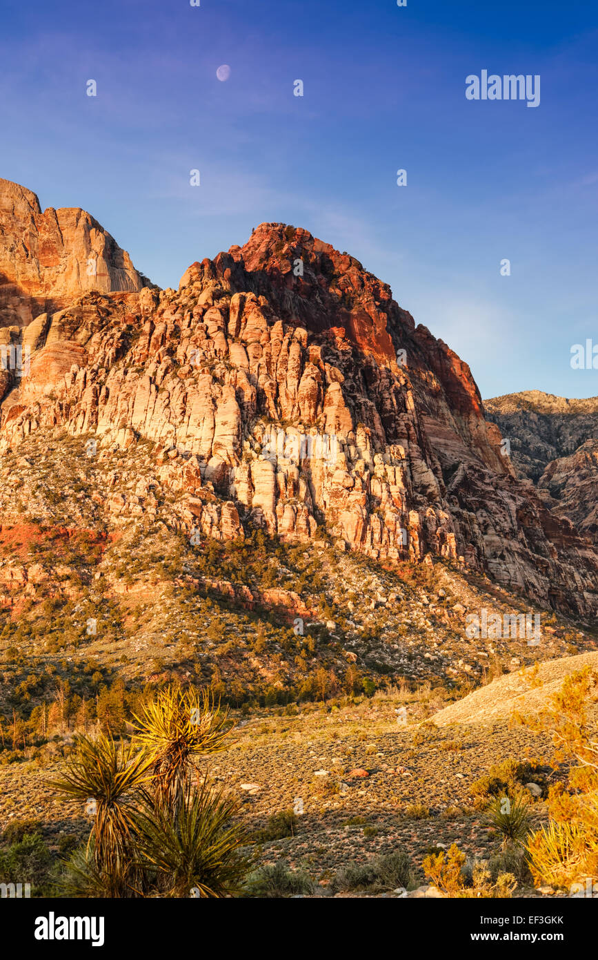 Moon Over Juniper Peak - Red Rock Canyon Las Vegas Nevada Stock Photo ...