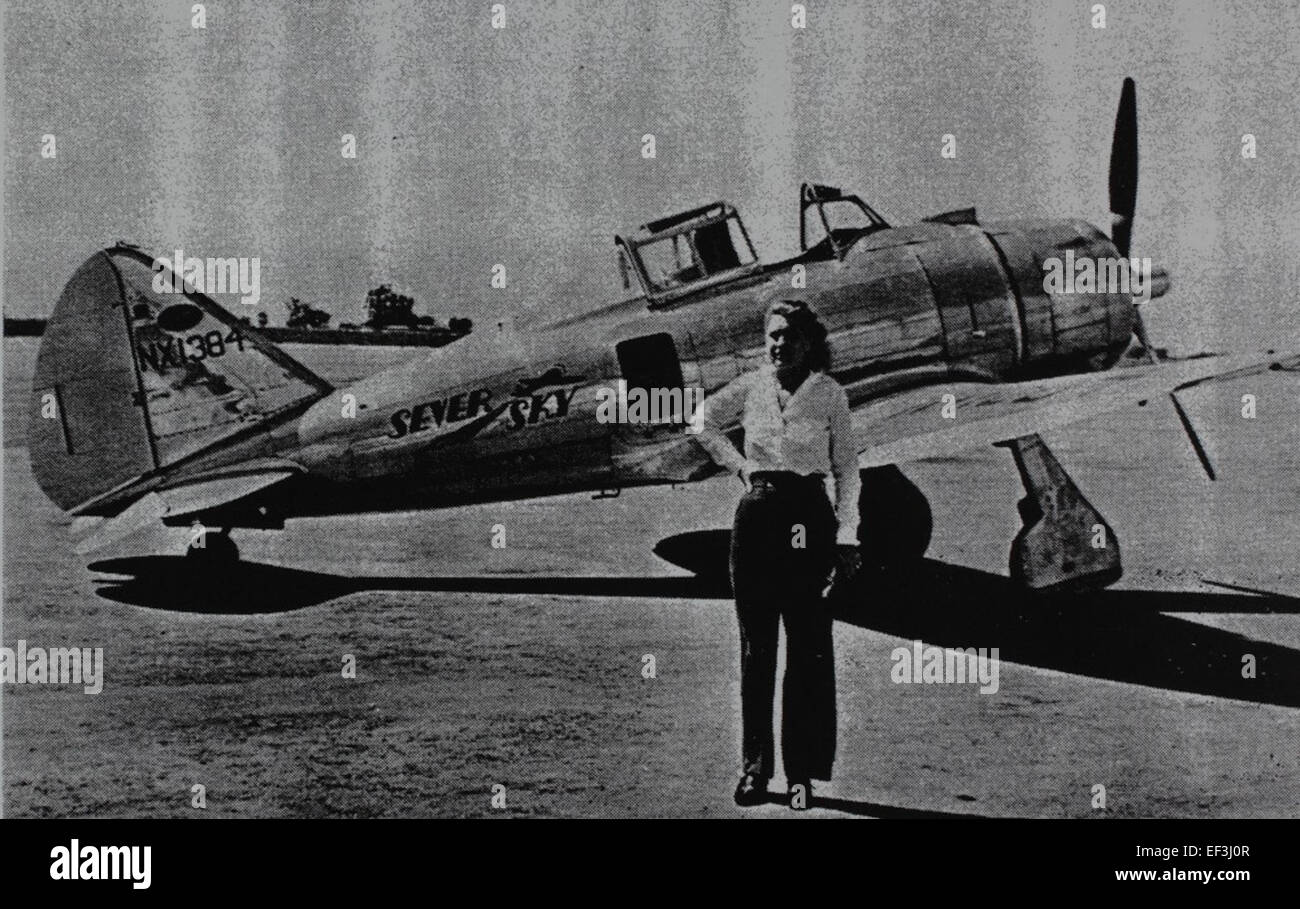This photograph shows Jacqueline Cochran, a pioneering female aviator ...