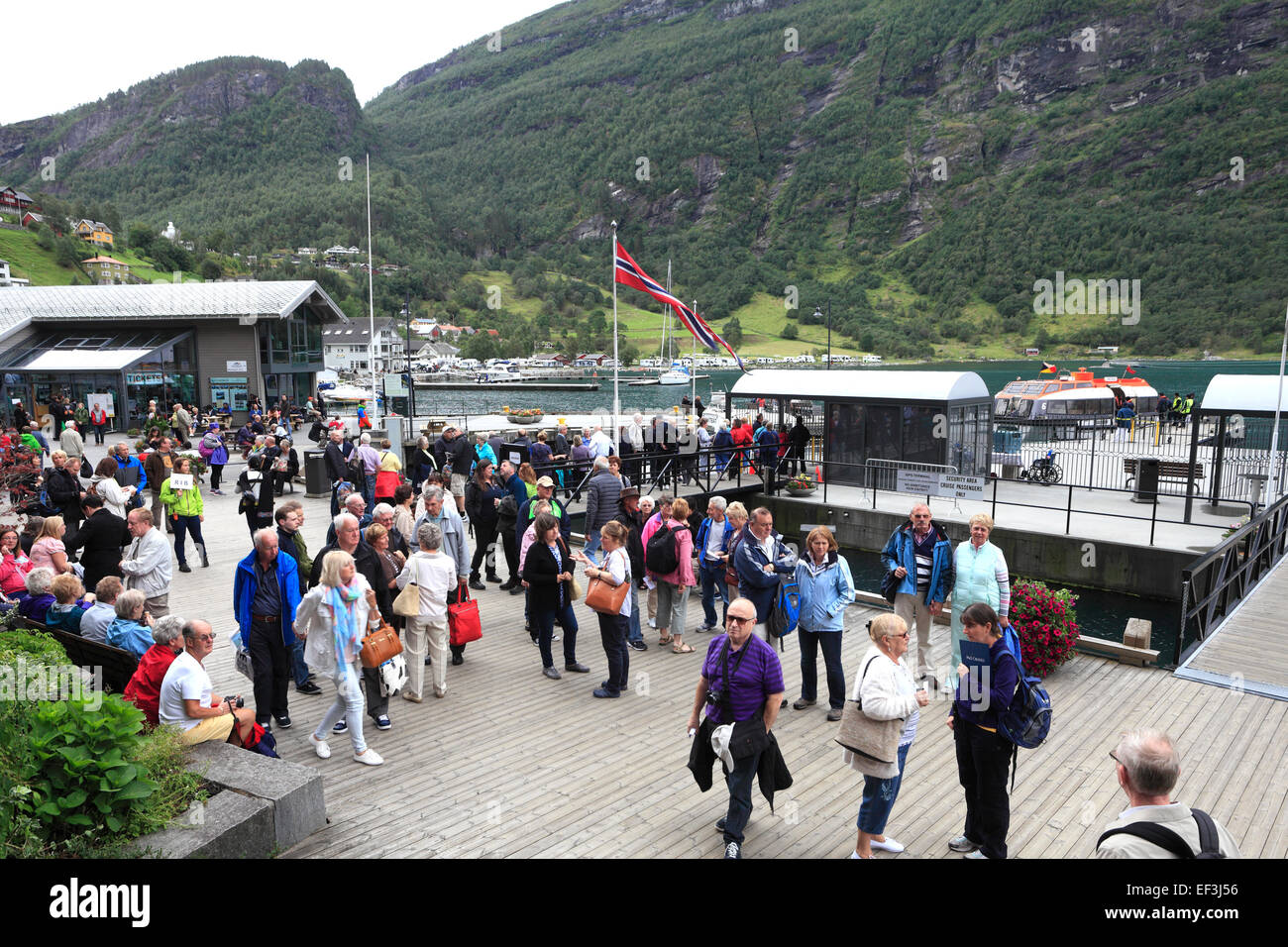 View of Geiranger town, Geirangerfjord, UNESCO World Heritage Site ...