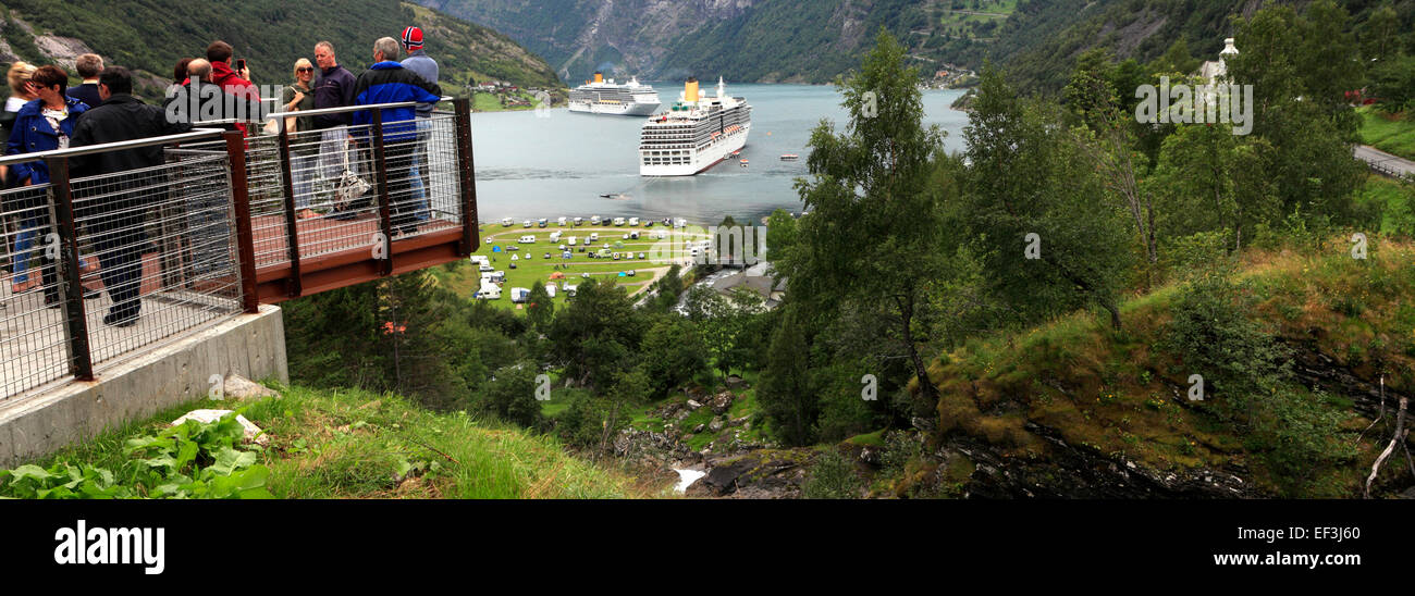 The river at Geiranger town, Geirangerfjord, UNESCO World Heritage Site ...
