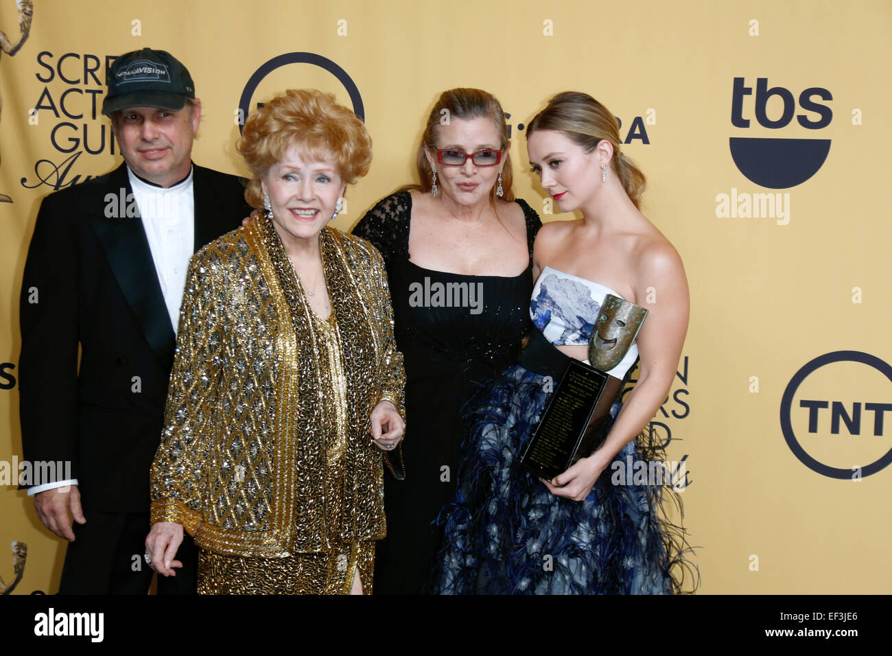 Debbie Reynolds (2ndL) arrives at the 21st annual Screen Actors Guild ...