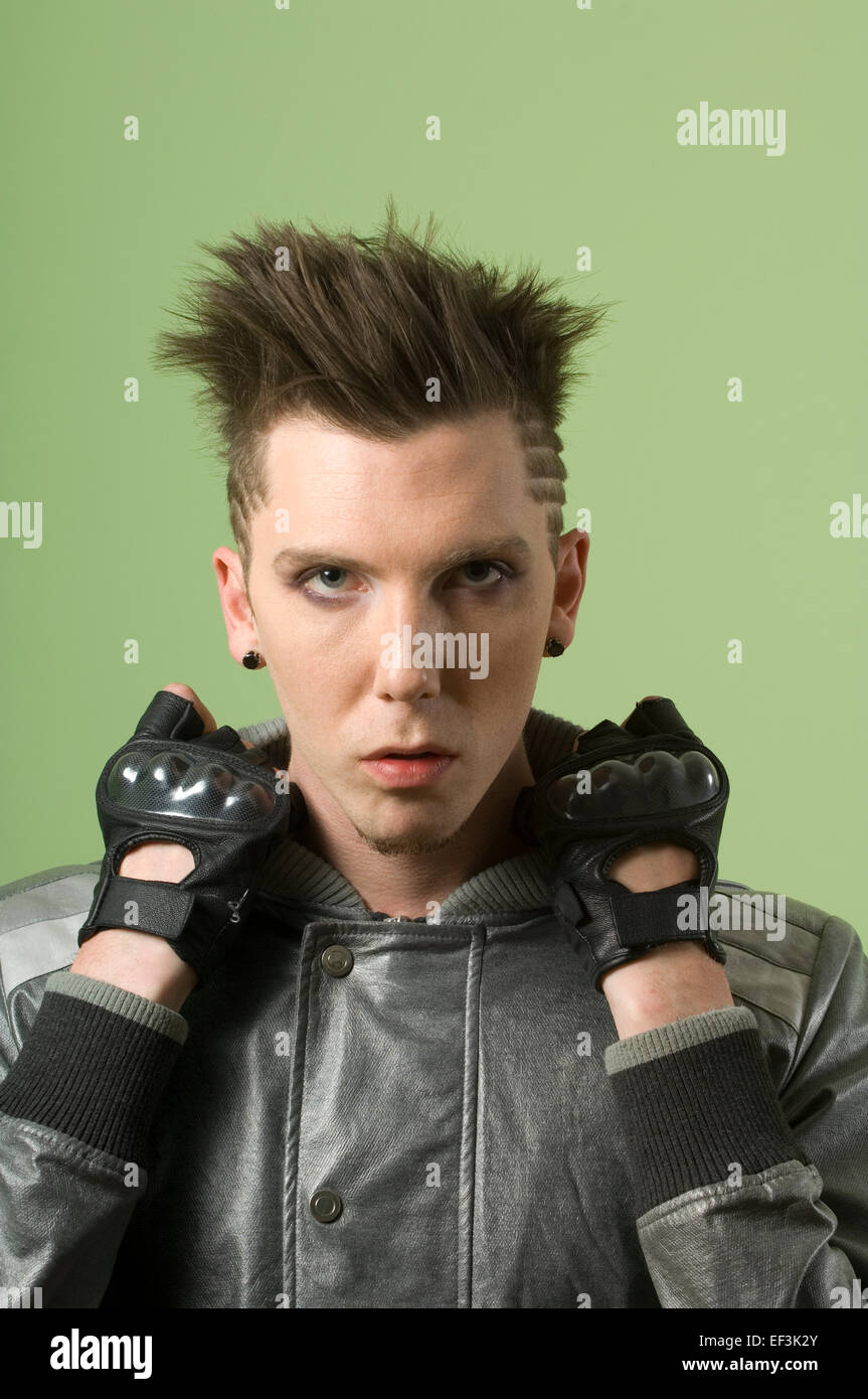 Portrait of a man with spiky hair Stock Photo - Alamy