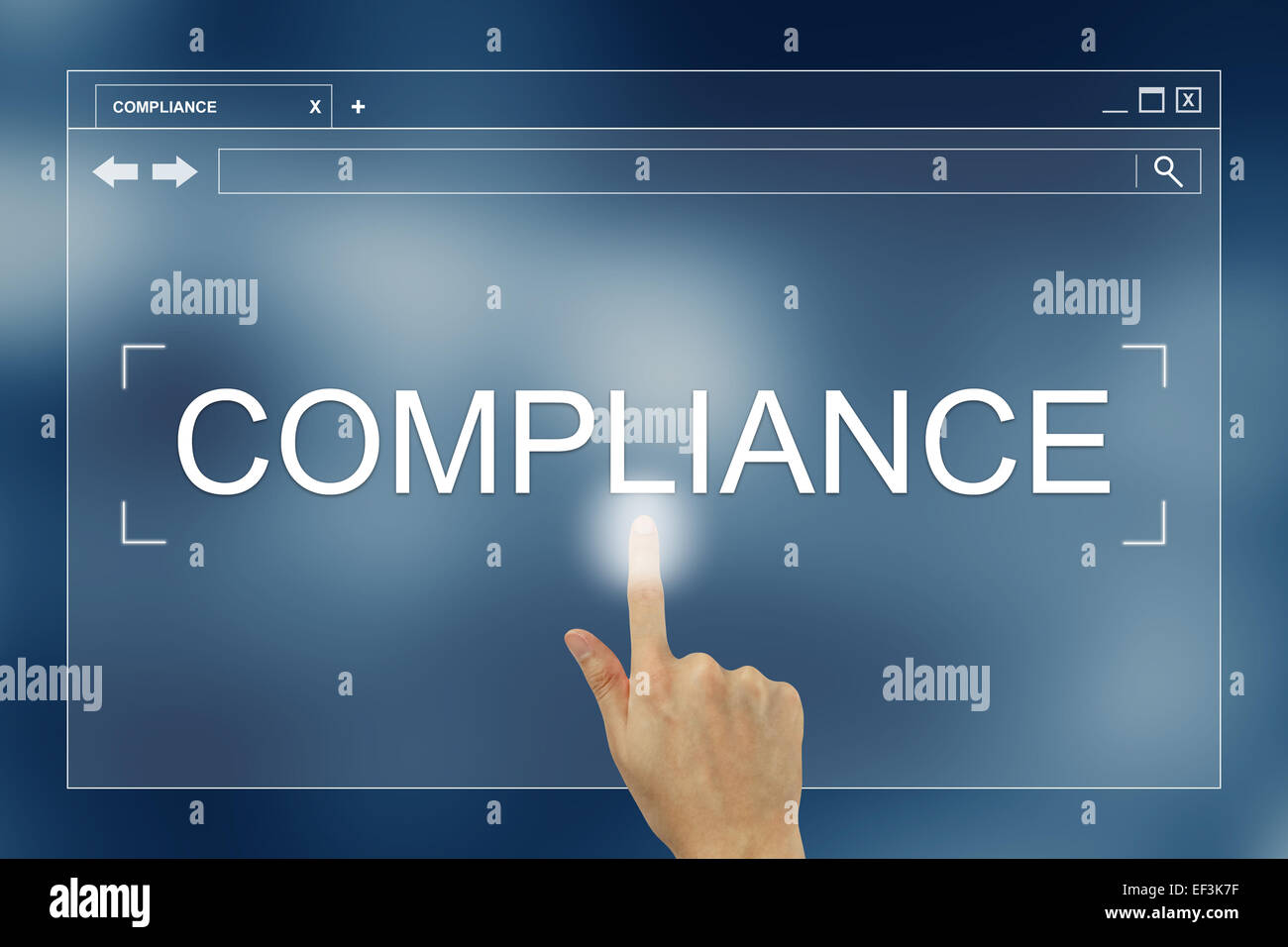 hand press on compliance button on webpage Stock Photo - Alamy