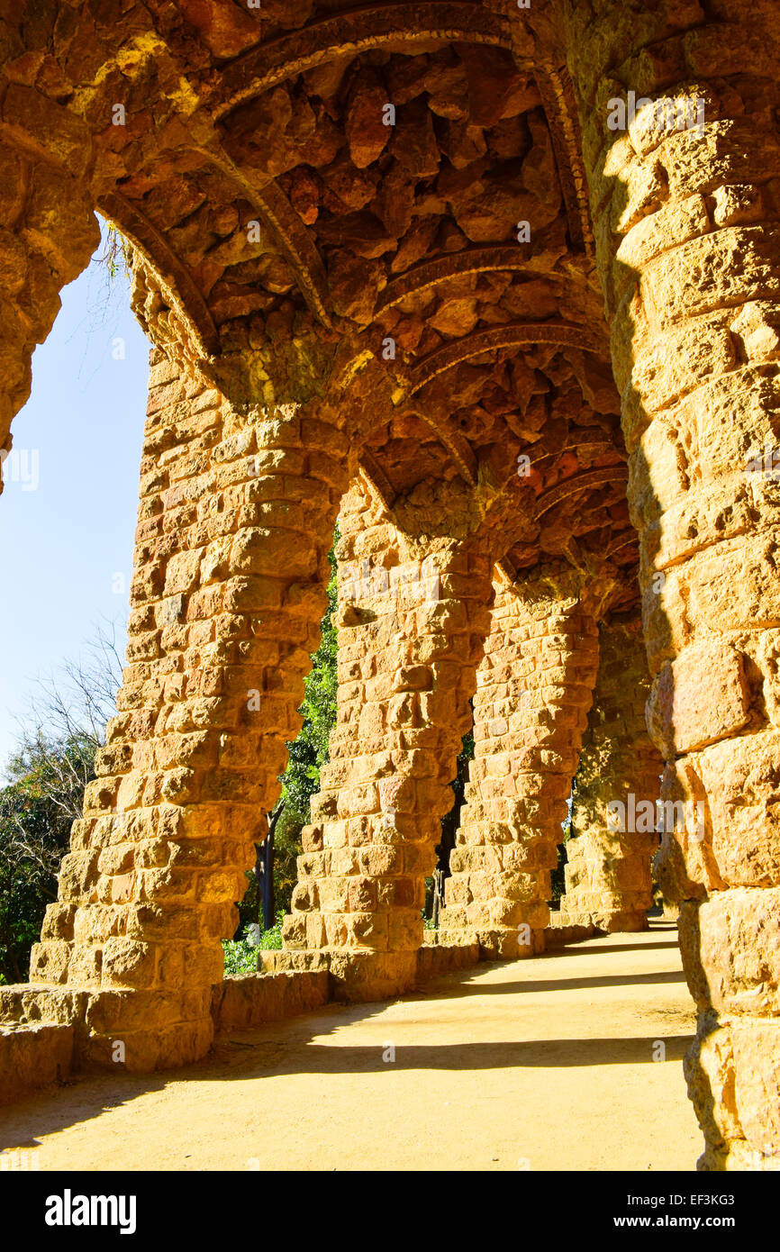 Stone columns. Park Guell. Barcelona, Catalonia, Spain Stock Photo - Alamy