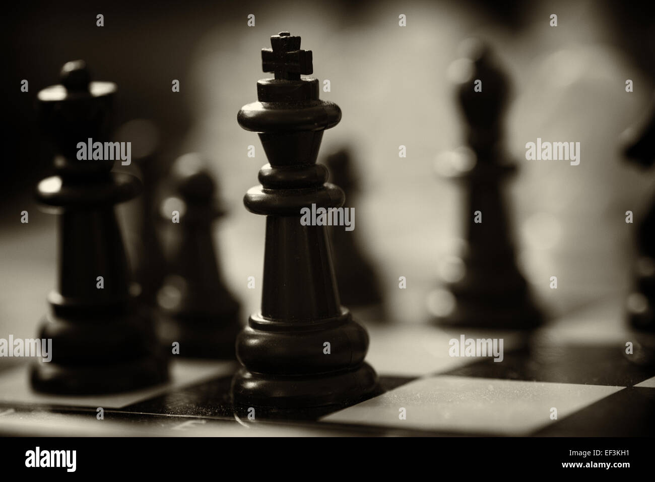 King Chess Piece on Chess Board Stock Photo - Alamy