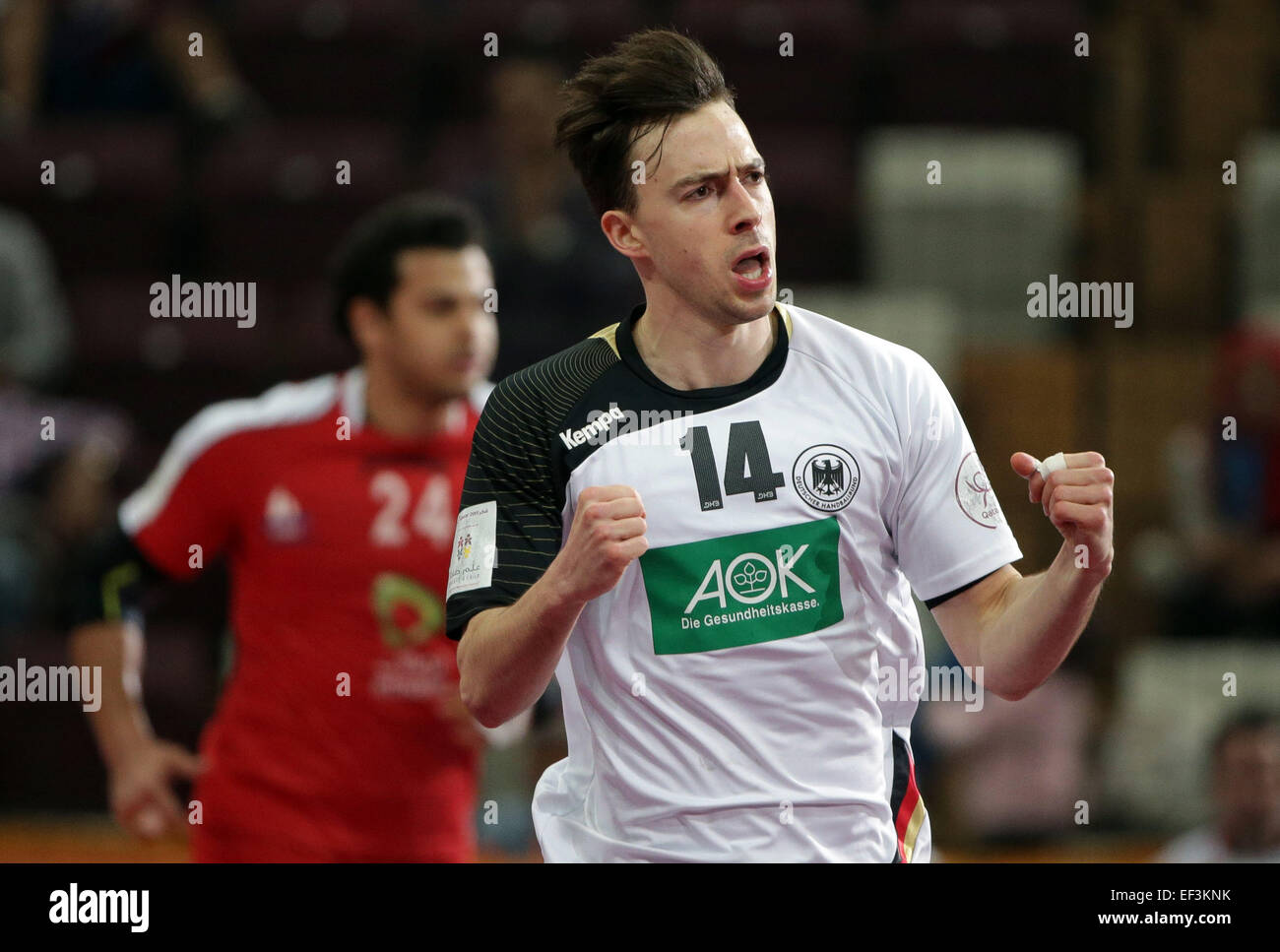 Germany's Patrick Groetzki celebrates a goal during the men's Handball ...