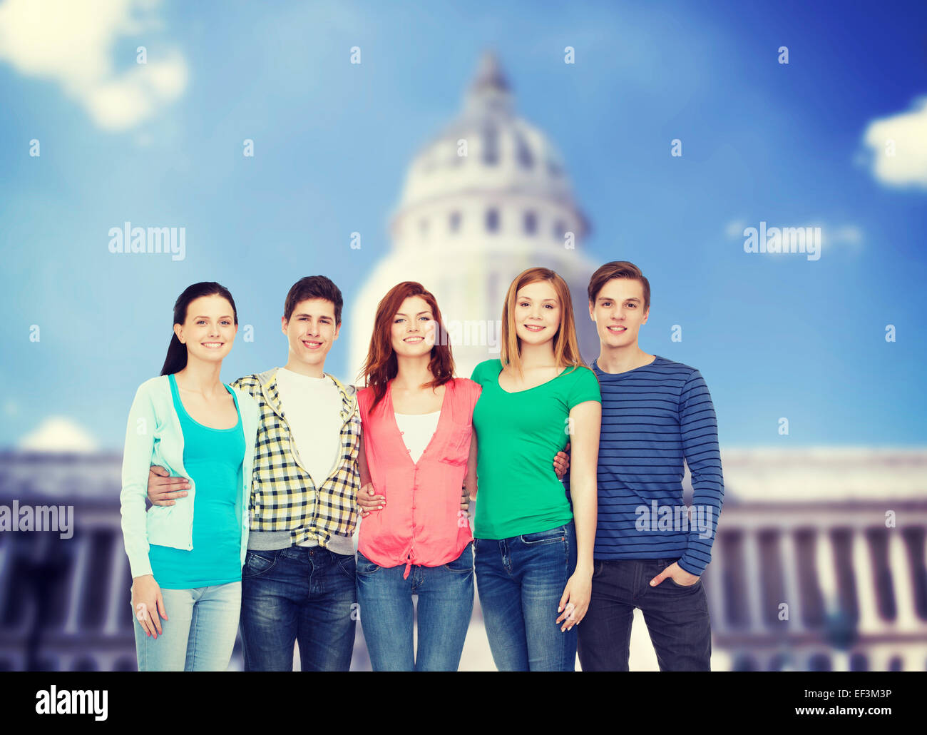group of smiling students standing Stock Photo - Alamy