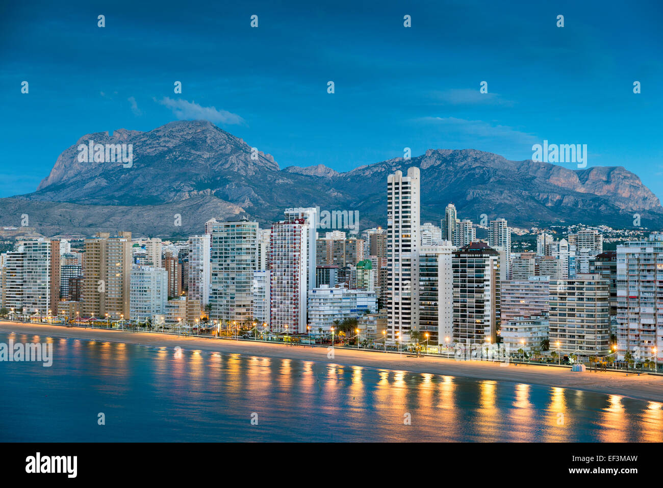 Benidor sunset in the province of Alicante, Spain Stock Photo - Alamy