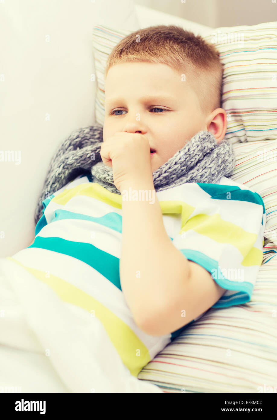 ill boy with flu at home Stock Photo - Alamy
