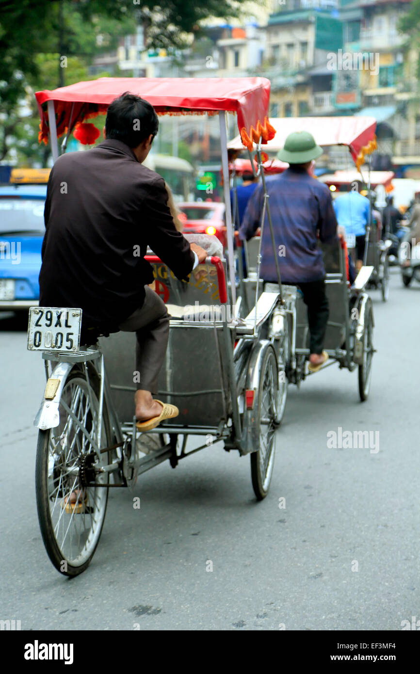 Bicycle rickshaw as seen from bicycle rickshaw ride, Old Quarter (aka ...