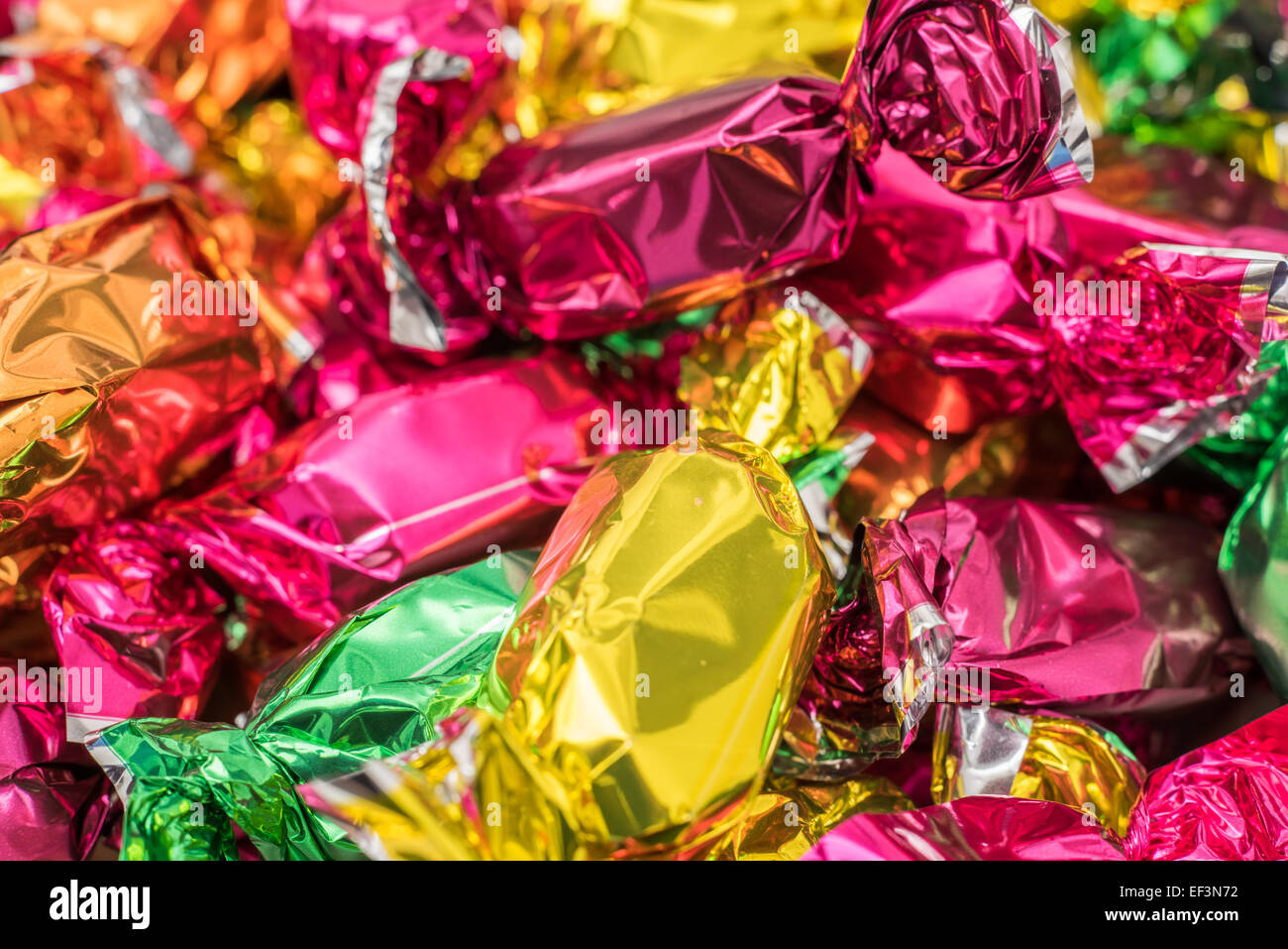 Wrapped Christmas Tree Candies Close Up Stock Photo - Alamy