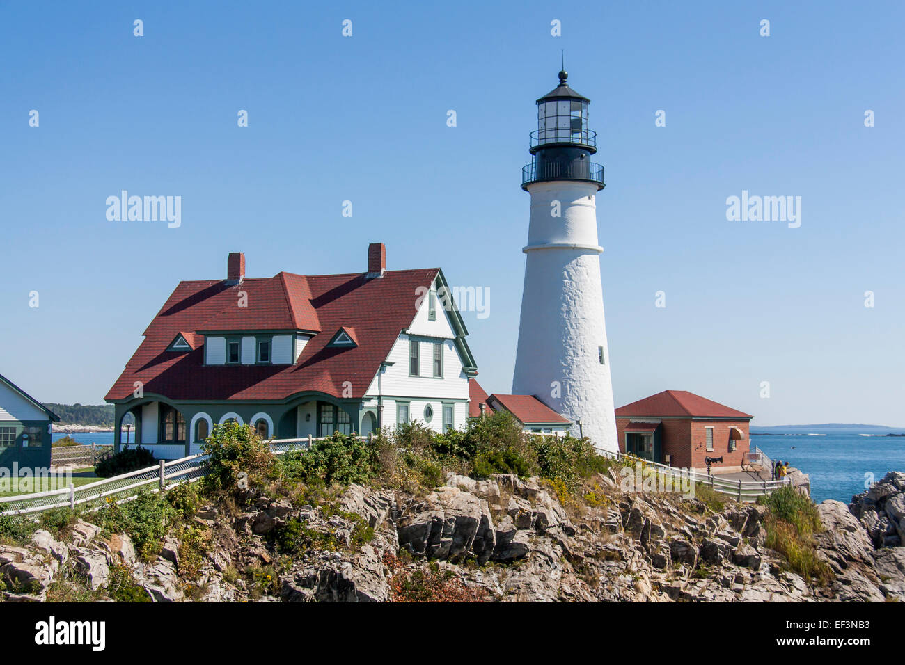Portland lighthouse, New England Stock Photo - Alamy
