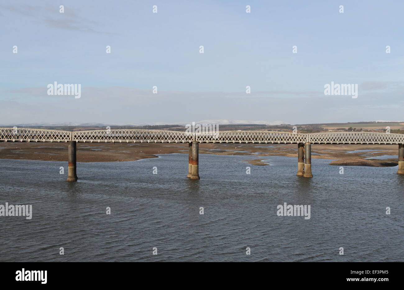 Bridge over Montrose Basin at low tide Scotland January 2015 Stock ...
