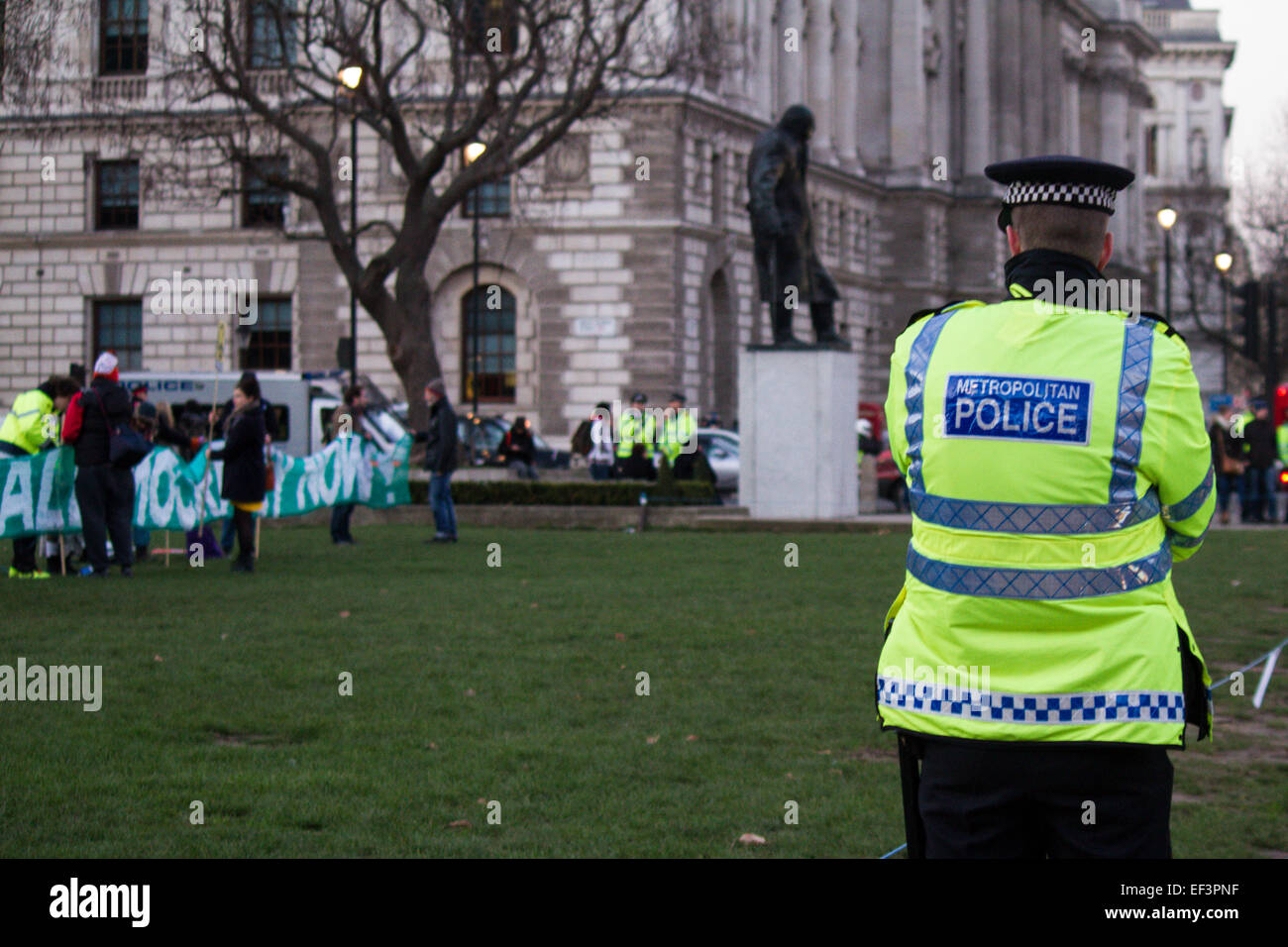 24th January 2014, London. Protesters demonstrate their right to ...