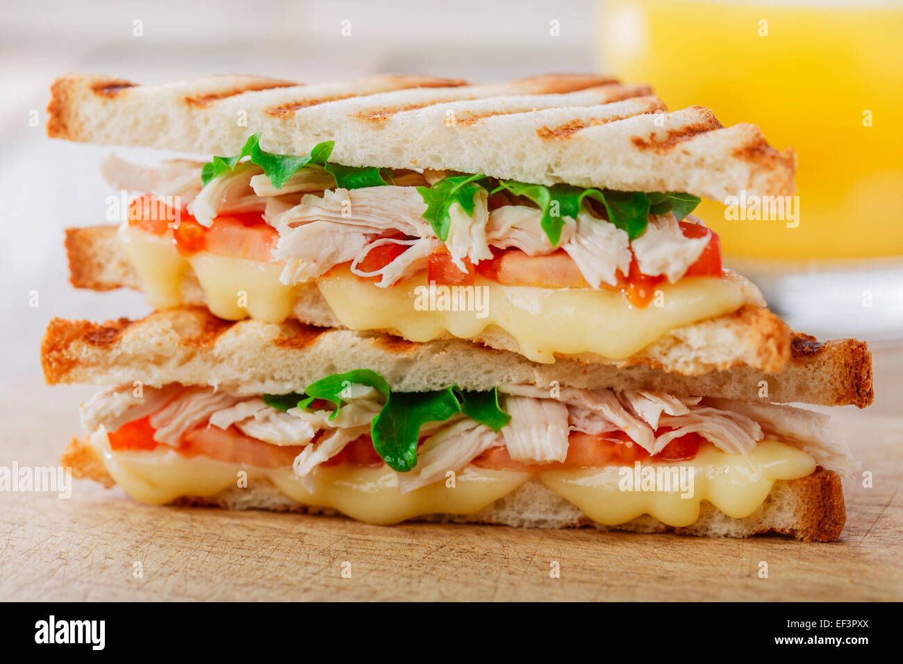 toast sandwich grill with chicken and cheese Stock Photo - Alamy