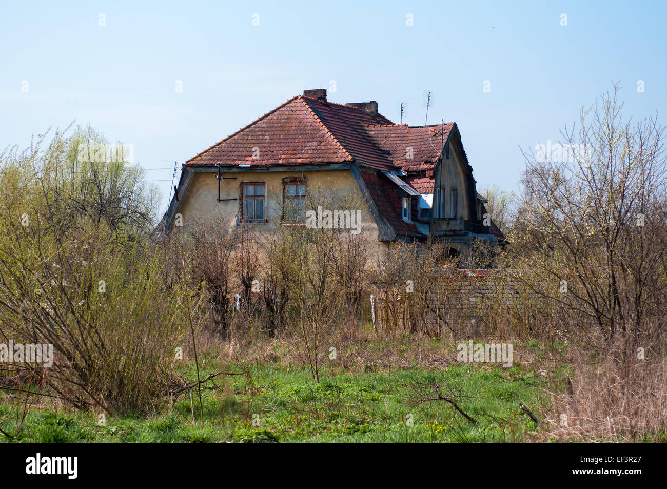 Old ruined, German House in the village. Spring season Stock Photo - Alamy