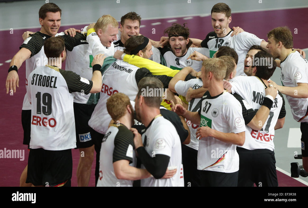 Germany's team celebrate after the men's Handball World Championship ...