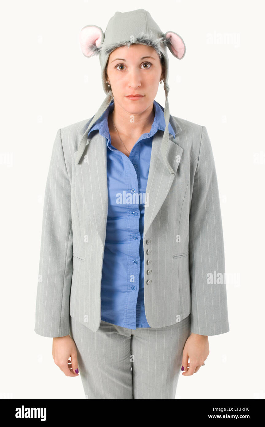 Businesswoman wearing a mouse hat Stock Photo - Alamy