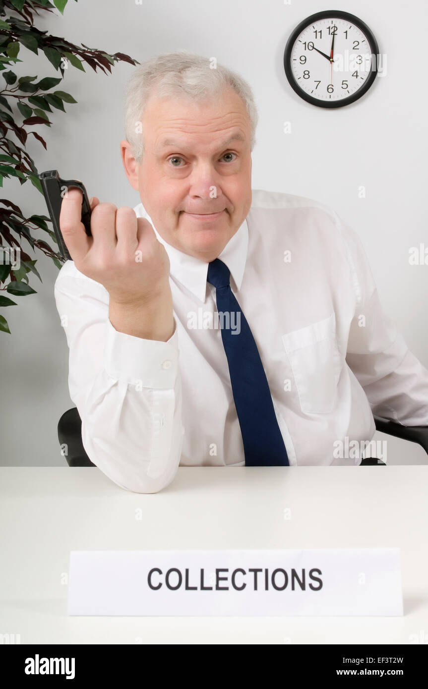 Collections agent holding a gun Stock Photo - Alamy