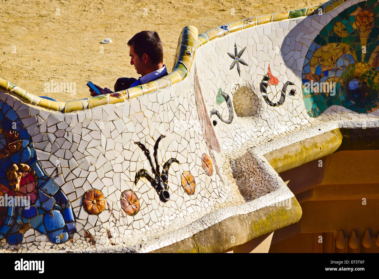 Bench. Park Guell by Antoni Gaudi. Barcelona, Catalonia, Spain Stock ...