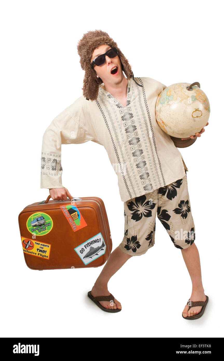 Tourist young man holding Cut Out Stock Images & Pictures - Alamy