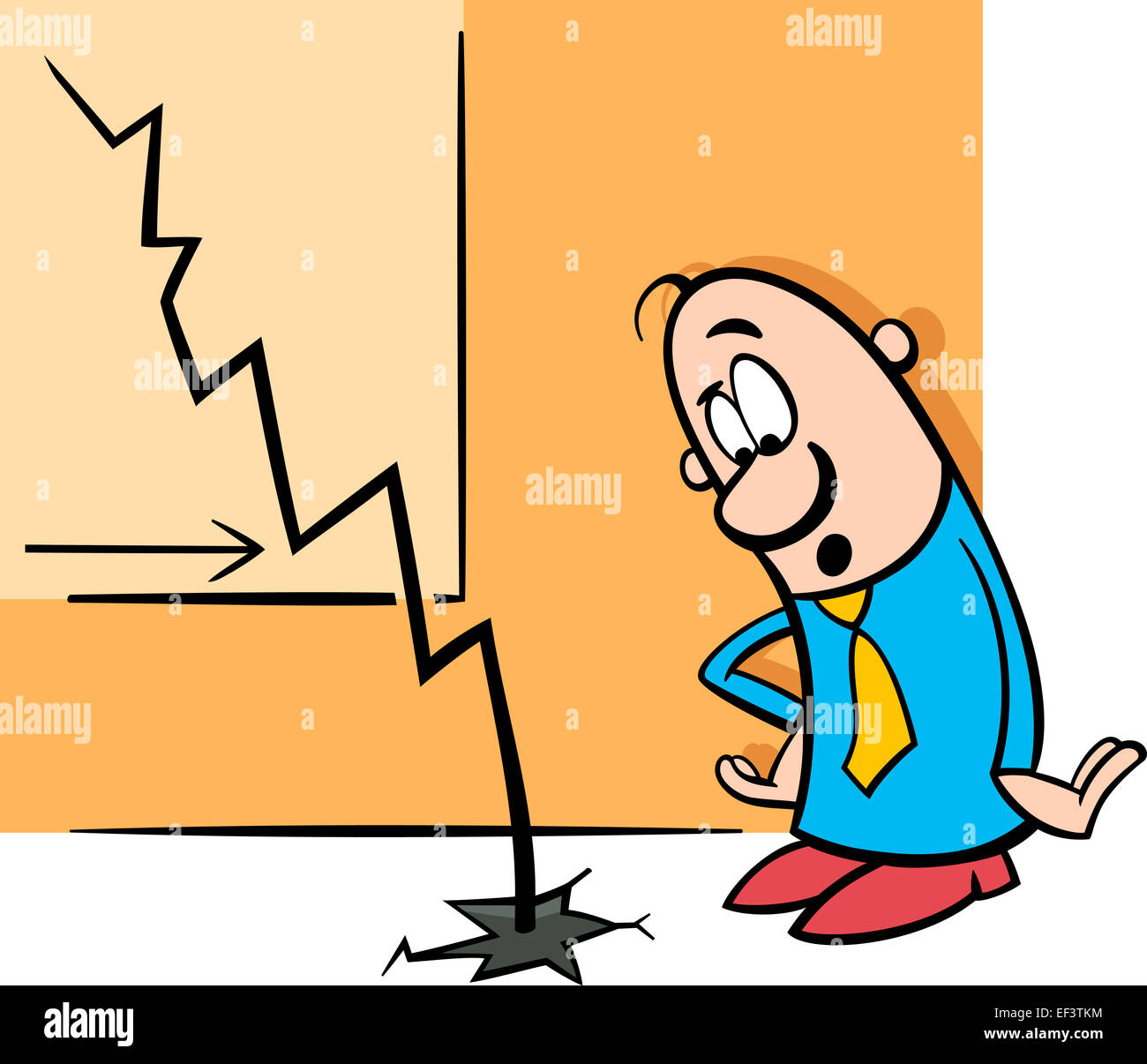 Concept Cartoon Illustration of Funny Businessman and Economic Crisis ...