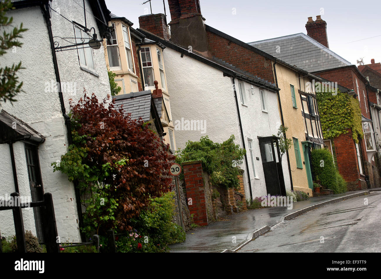 Leintwardine village,Shropshire,UK,showing hotel,pub,post office,church ...