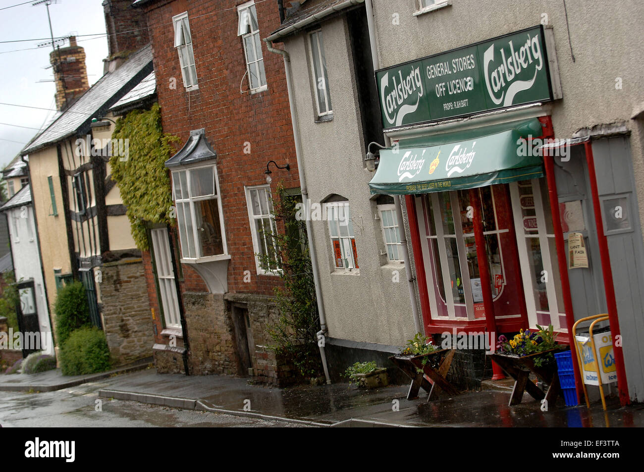 Leintwardine village,Shropshire,UK,showing hotel,pub,post office,church ...