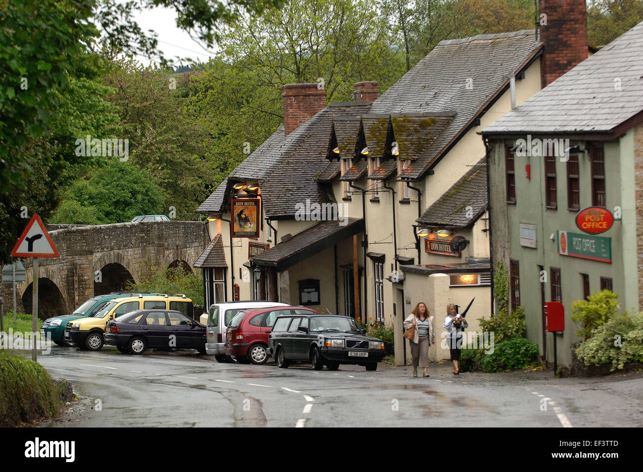 Leintwardine village,Shropshire,UK,showing hotel,pub,post office,church ...