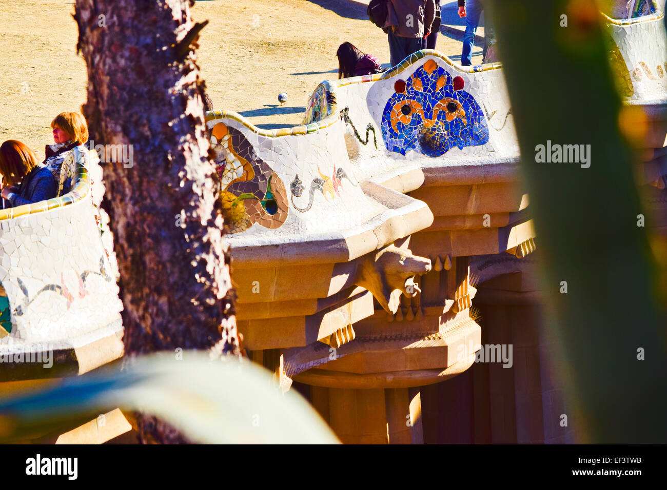 Bench. Park Guell by Antoni Gaudi. Barcelona, Catalonia, Spain Stock ...