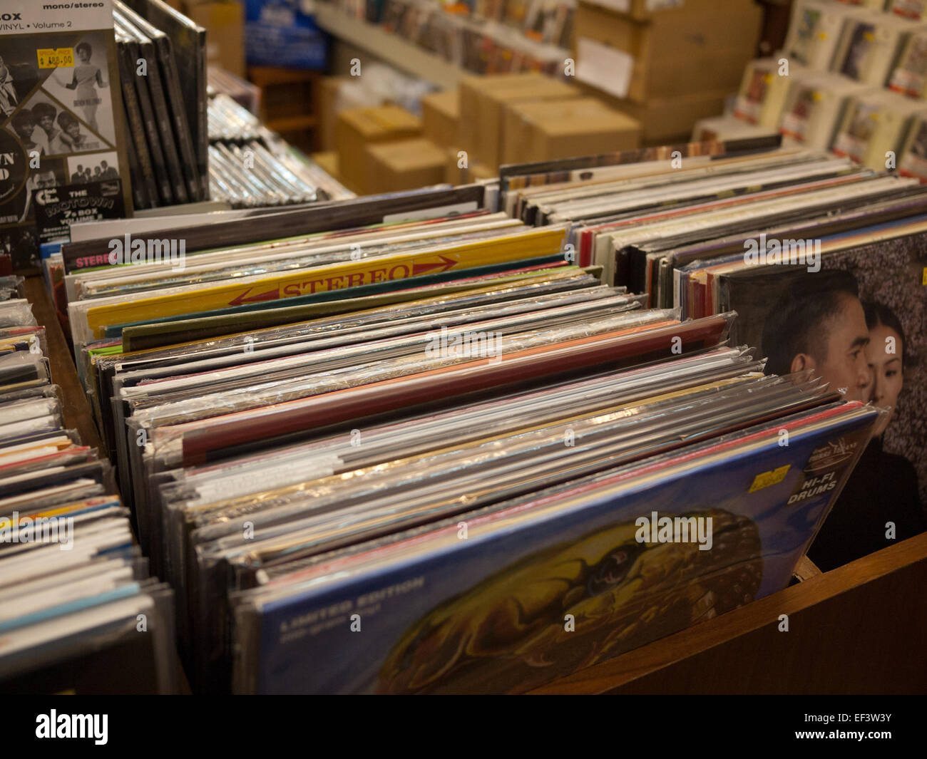 Music vinyl records in shop Stock Photo - Alamy